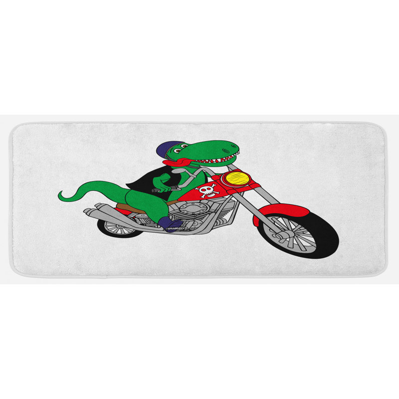East Urban Home Dinosaur Bicycle Kitchen Mat | Wayfair