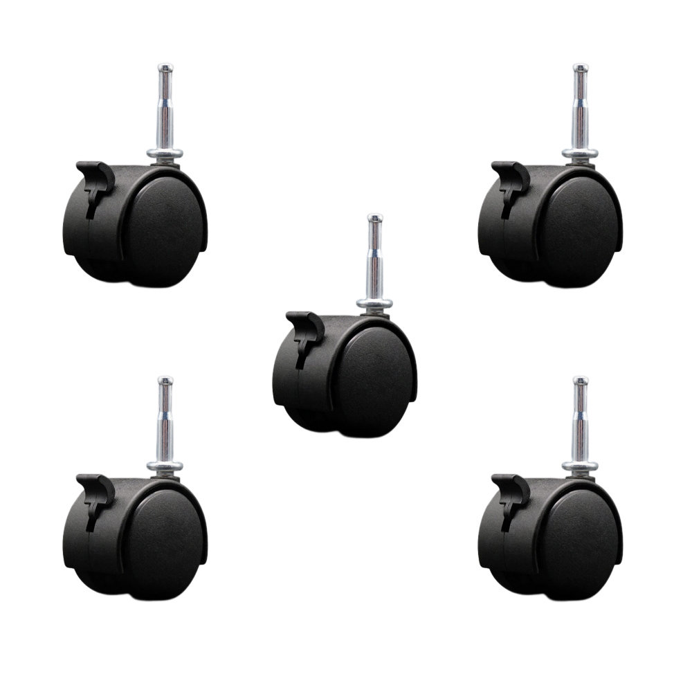 Service Caster 2 Inch Chair Casters Nylon Twin Wheel with Brakes 5/16 ...
