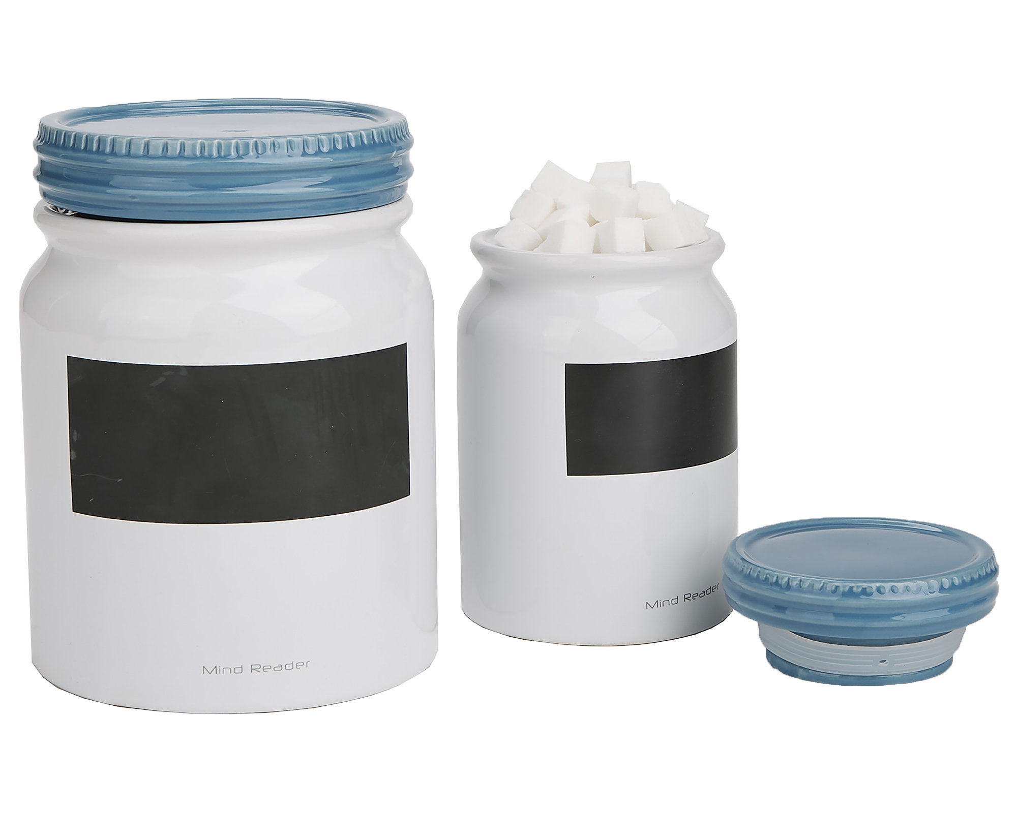 Mind Reader 2 pc Medium & Small Ceramic Jar Set with Lids, Round ...