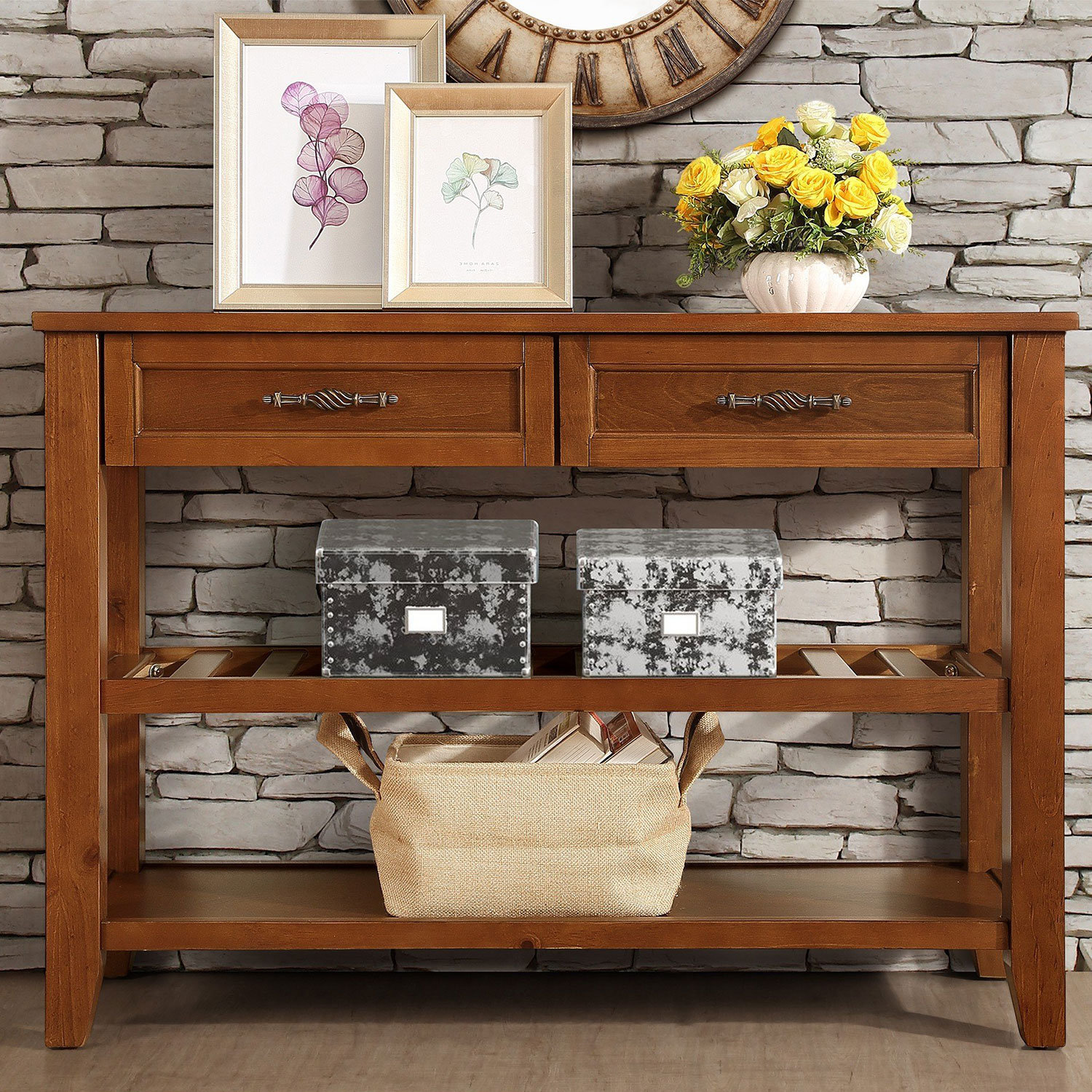 Loon Peak® Felike 29.94'' Solid Wood Console Table Wood Console Table ...