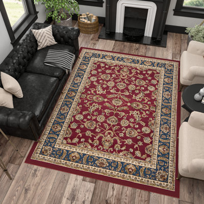 Astoria Grand Clarence Performance Red/Navy Blue Rug & Reviews | Wayfair