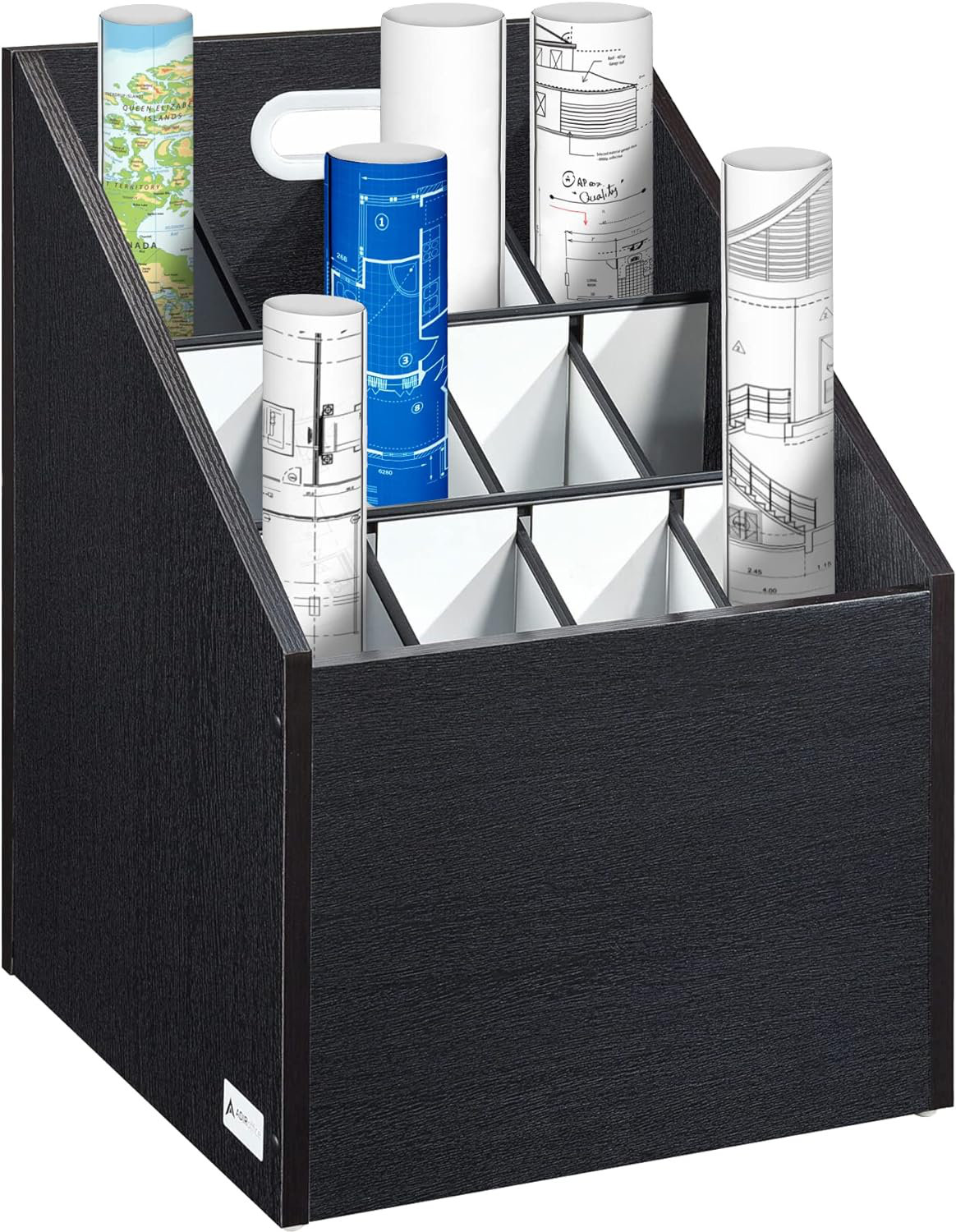 Inbox Zero 12-Slot Solid Wood Blueprint Storage Cabinet Upright Roll ...