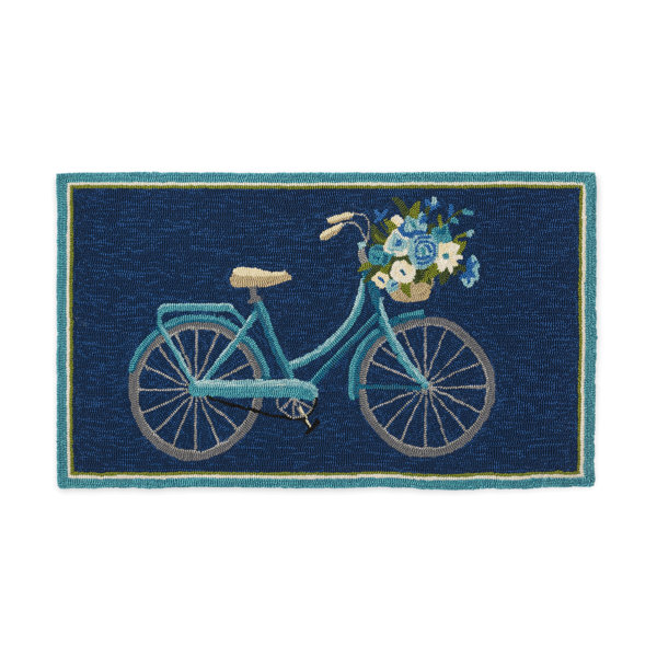 August Grove® Indoor/Outdoor Hooked Bicycle Accent Rug | Wayfair