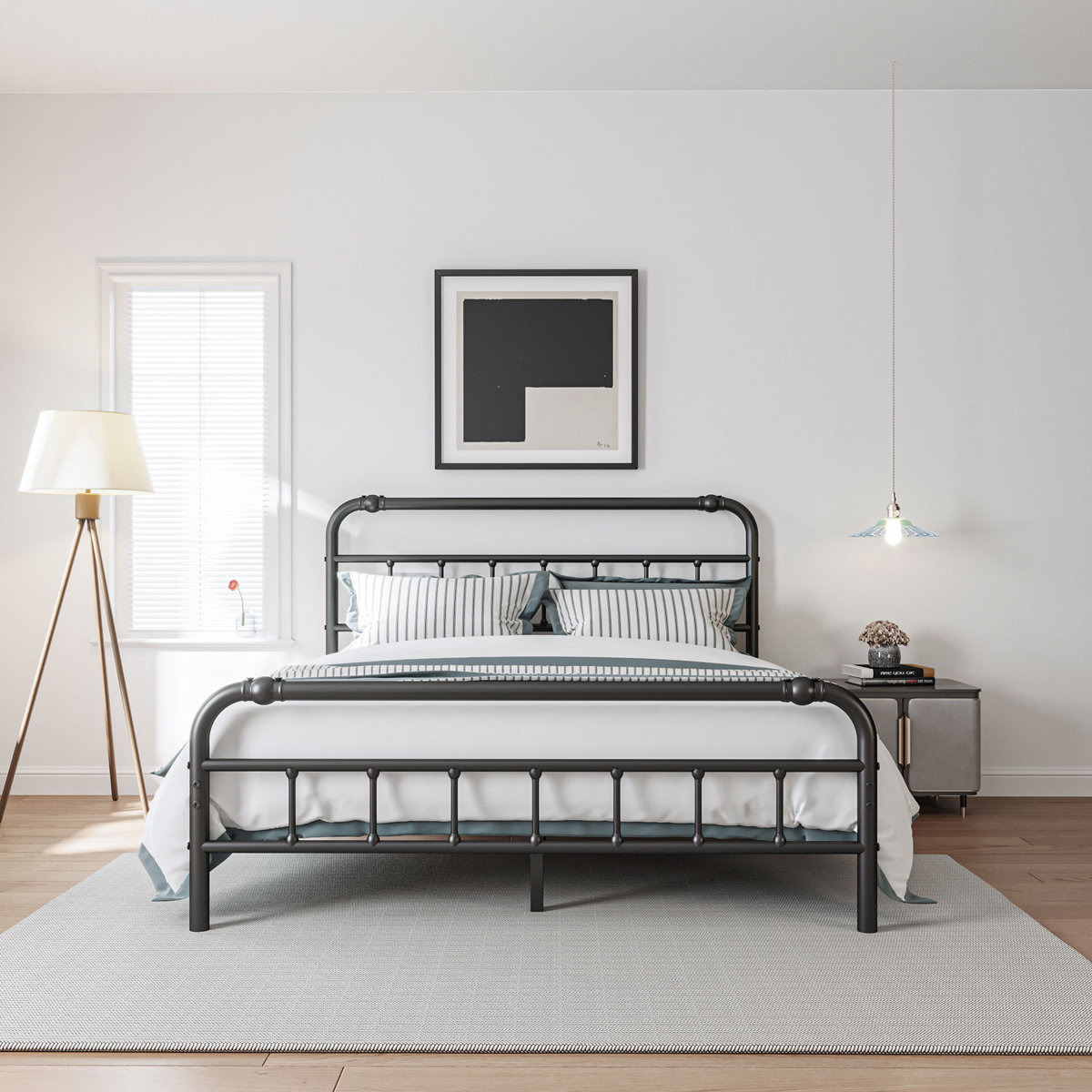 Ebern Designs Ableton Heavy-Duty Anti-Sway 18-inch Steel Tube Iron Bed ...