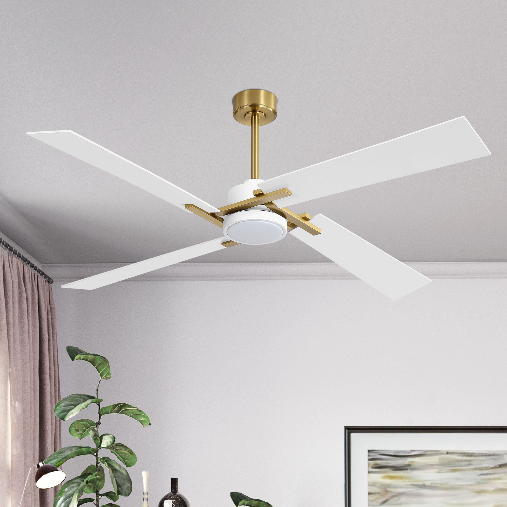 Mercer41 72" 4-Blade Large Indoor Ceiling Fan with LED Light and Remote ...