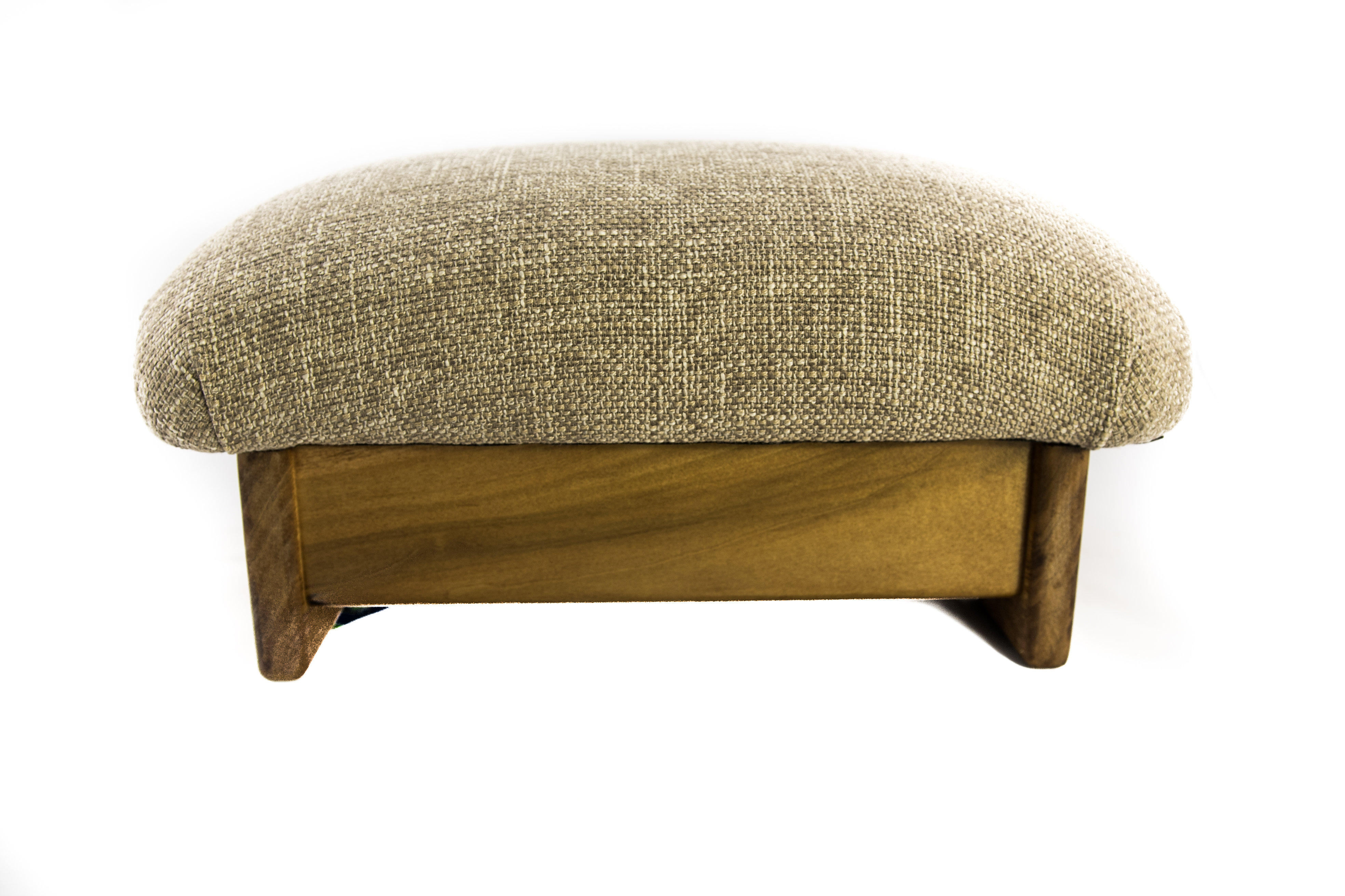 Millwood Pines Padded Foot Stool, 7" Tall, Cocoa Brown Fabric, Walnut ...