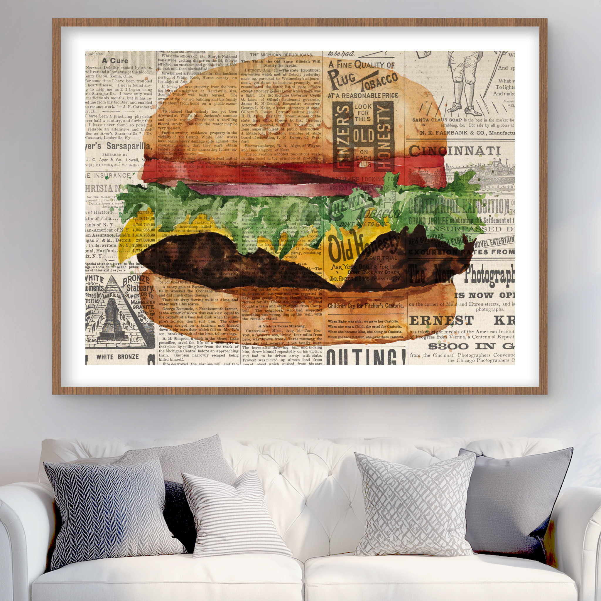 Lark Manor™ Vintage Style All Dressed Cheeseburger Print | Home Decor ...