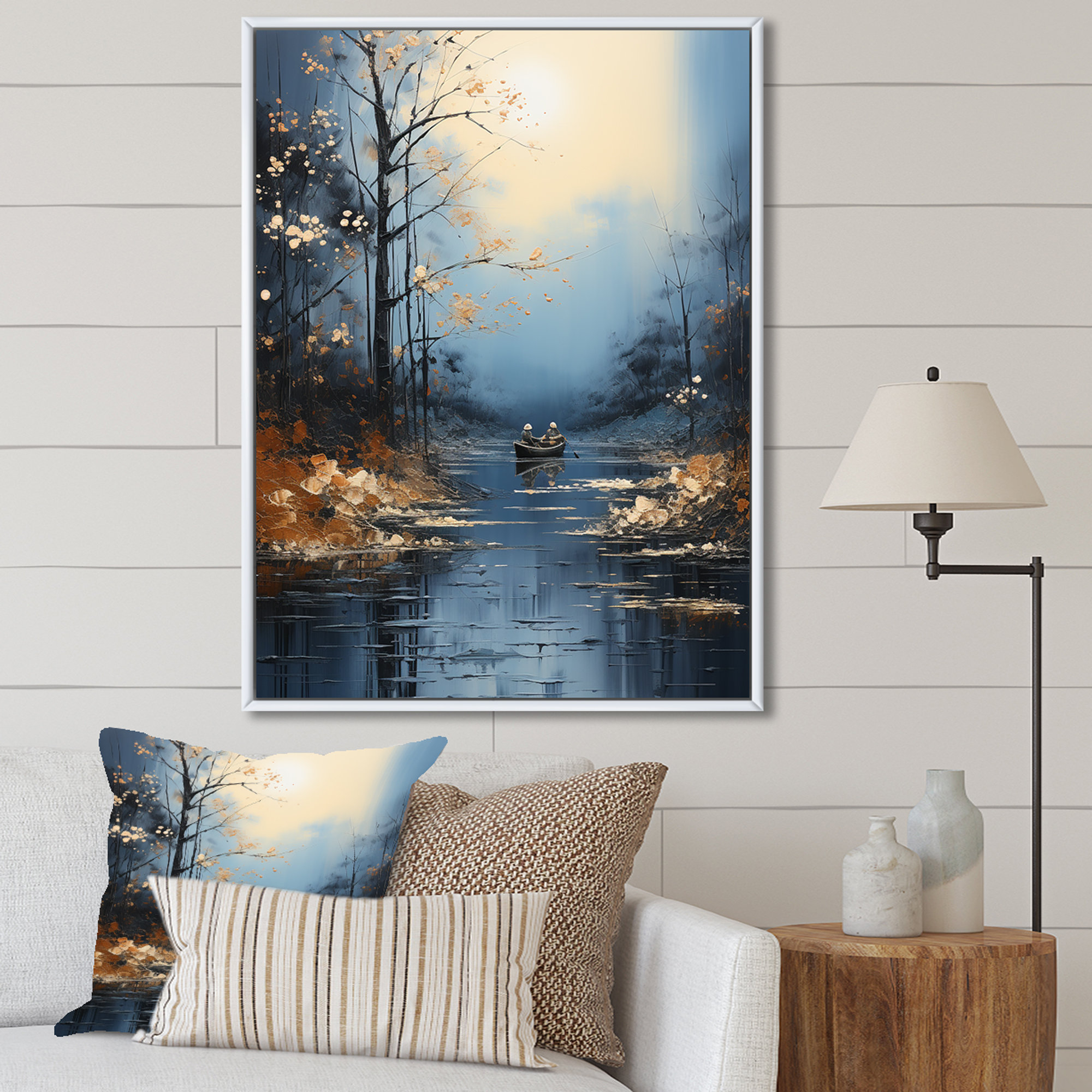Millwood Pines Blue Moonlit River Blooms III - River Wall Art Decor ...