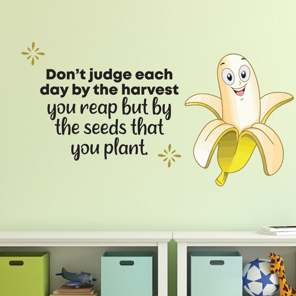 Zoomie Kids Don't Judge Banana Fruit Life Cartoon Quotes Wall Decal ...