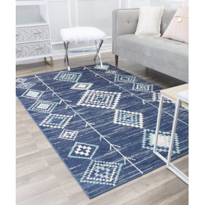 Rugs America Bodrum Tribal Native Blues Area Rug & Reviews | Wayfair