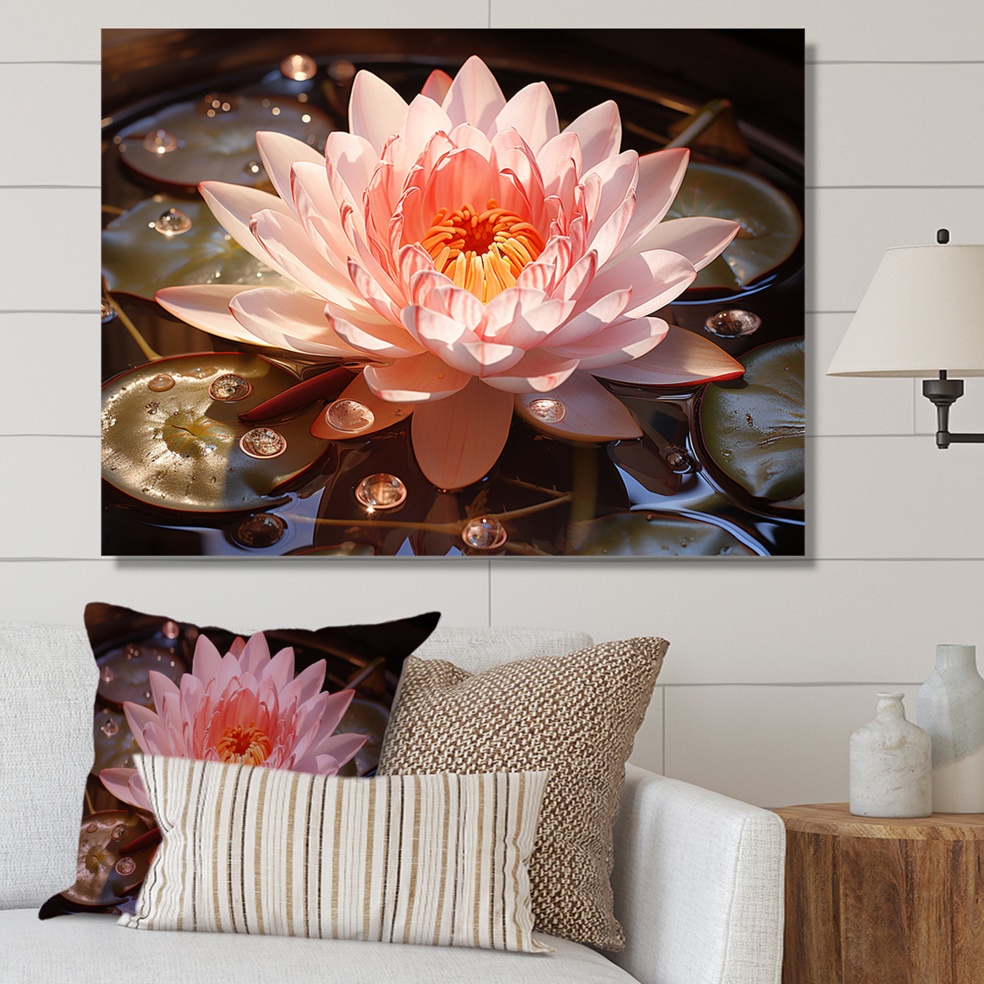 Red Barrel Studio® Pink Glow Sunshine Lily Pads - Lily Wall Art | Wayfair