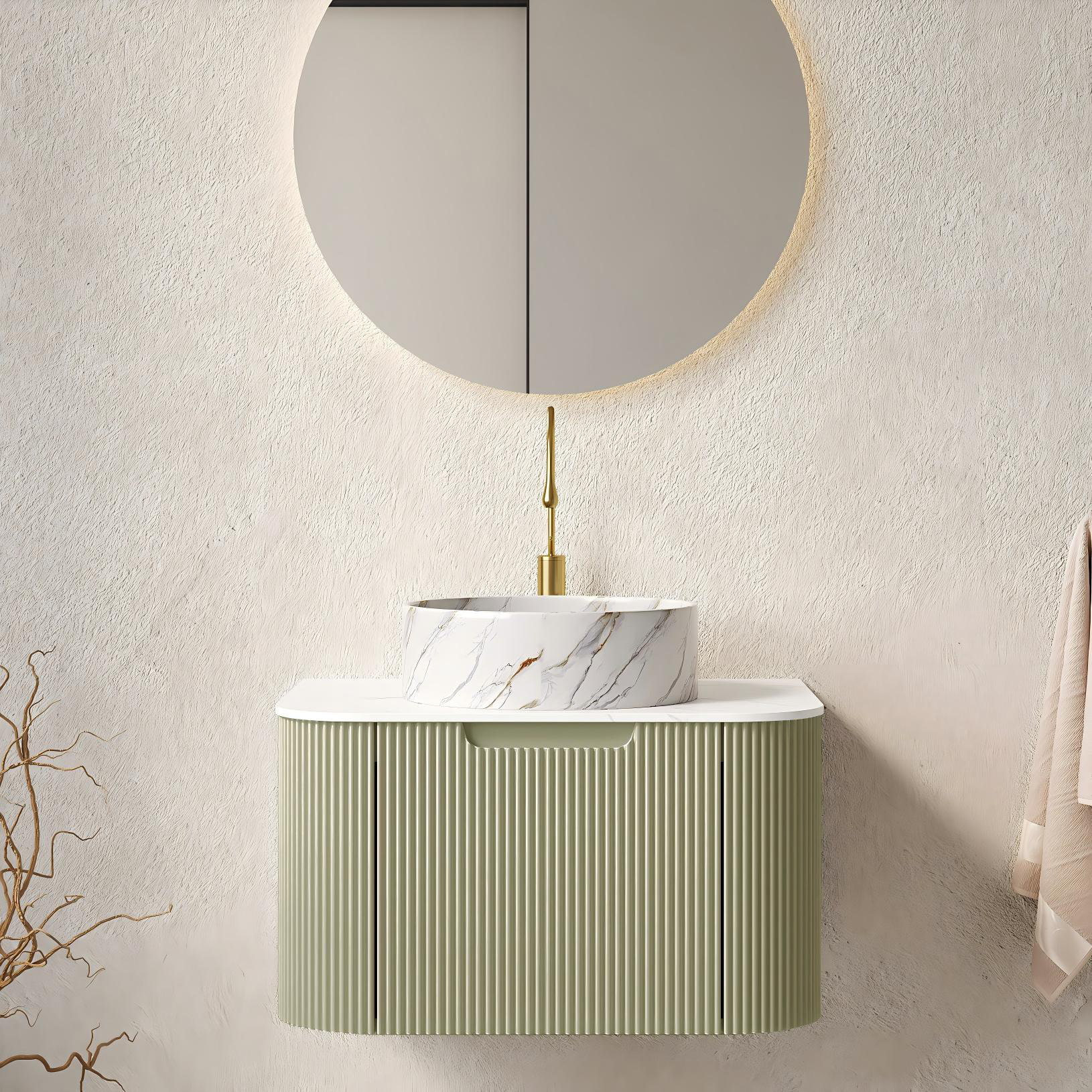 Latitude Run® Echoe 24" Wall Mounted Curved Edges Striped Bathroom ...