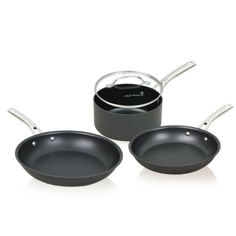 Chef Power Essential 4 - Piece Hard Anodized Nonstick Cookware Set ...