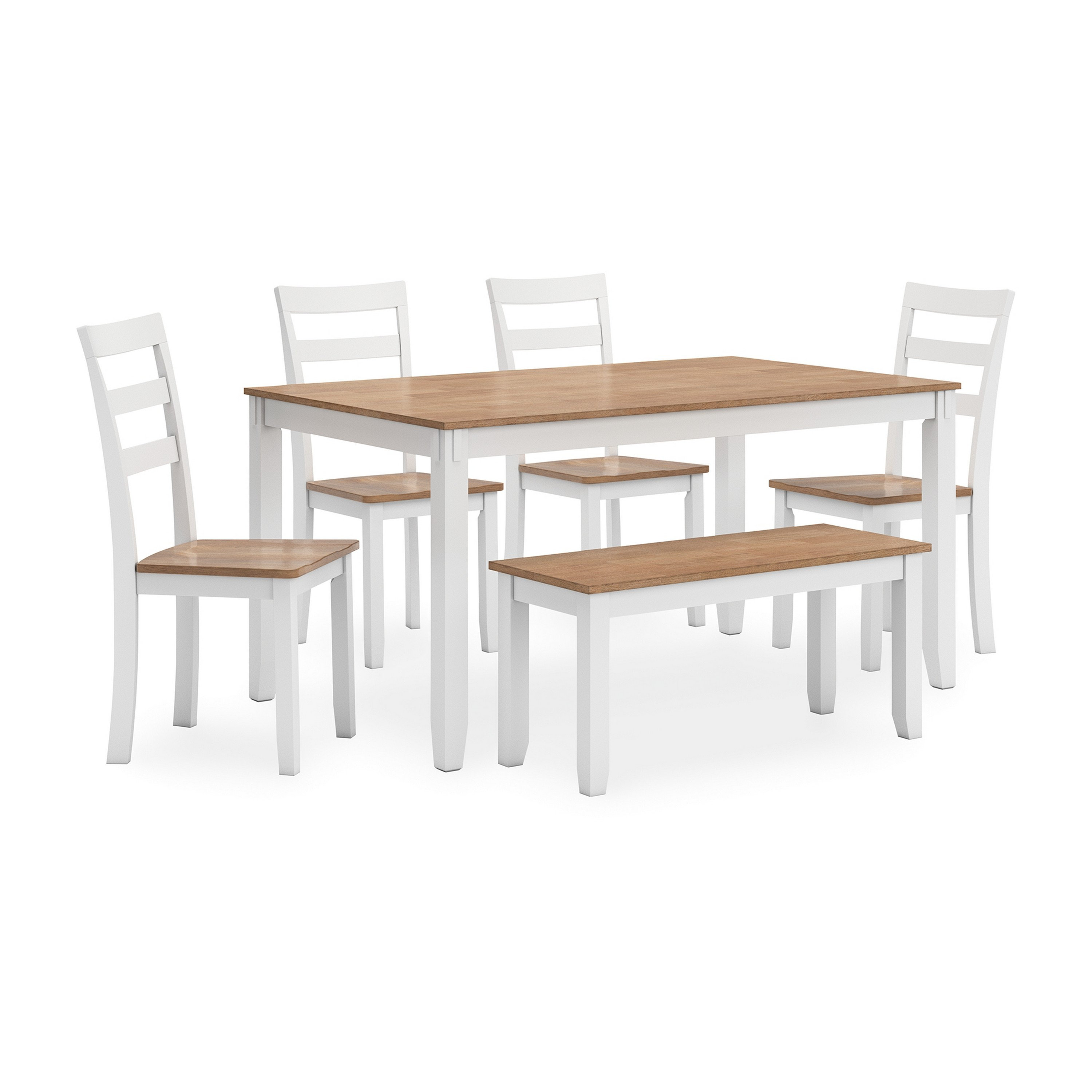 Benjara Gasy Dining Table Set With 4 Chairs, 1 Bench, Brown Solid Wood ...