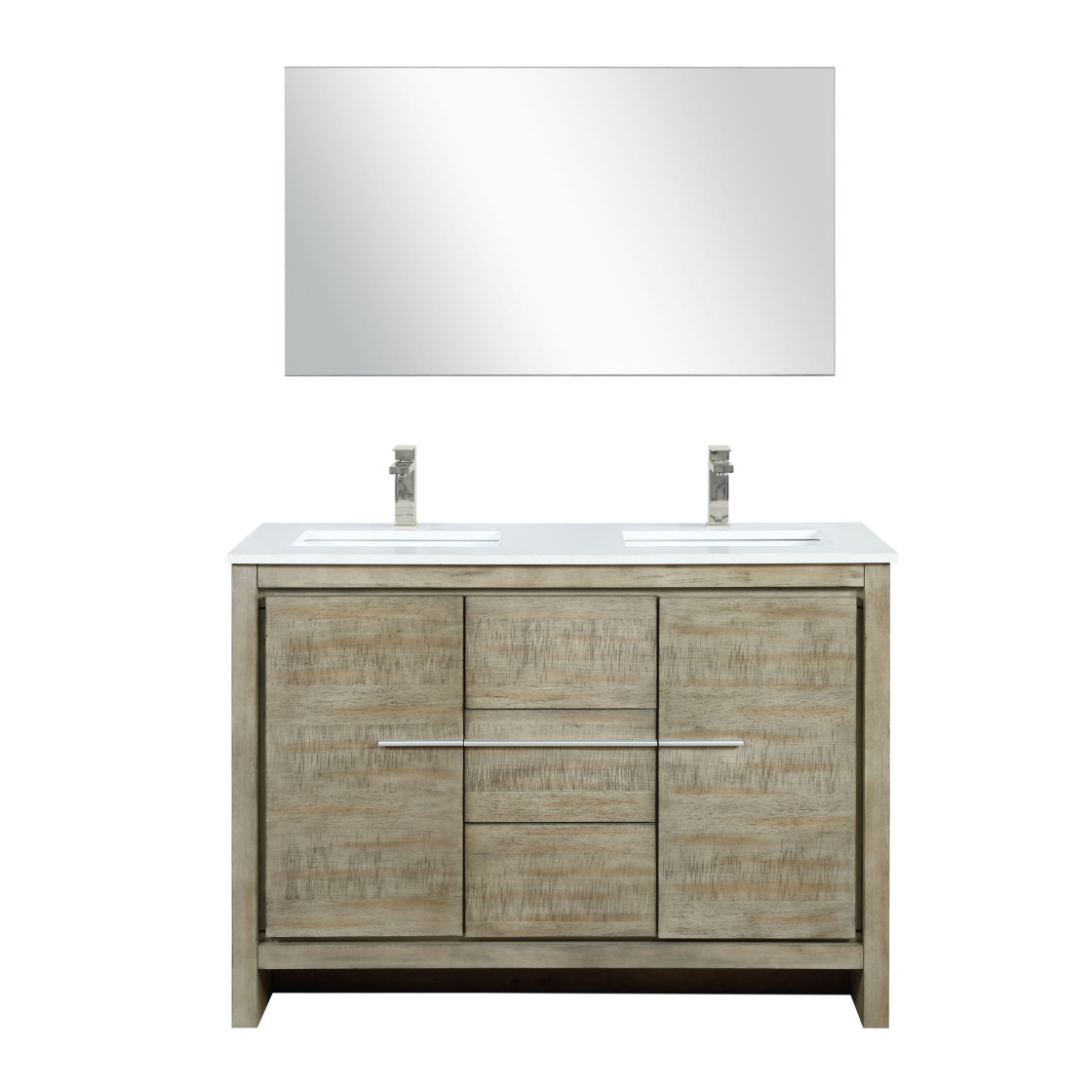 WANDINGT Navy Blue Double Bath Vanity 48 In. W X 20 In. D, White Quartz ...