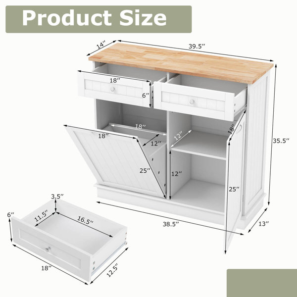 Lark Manor™ Algaba Wooden Kitchen Trash Cabinet Tilt Out Bin Holder W ...