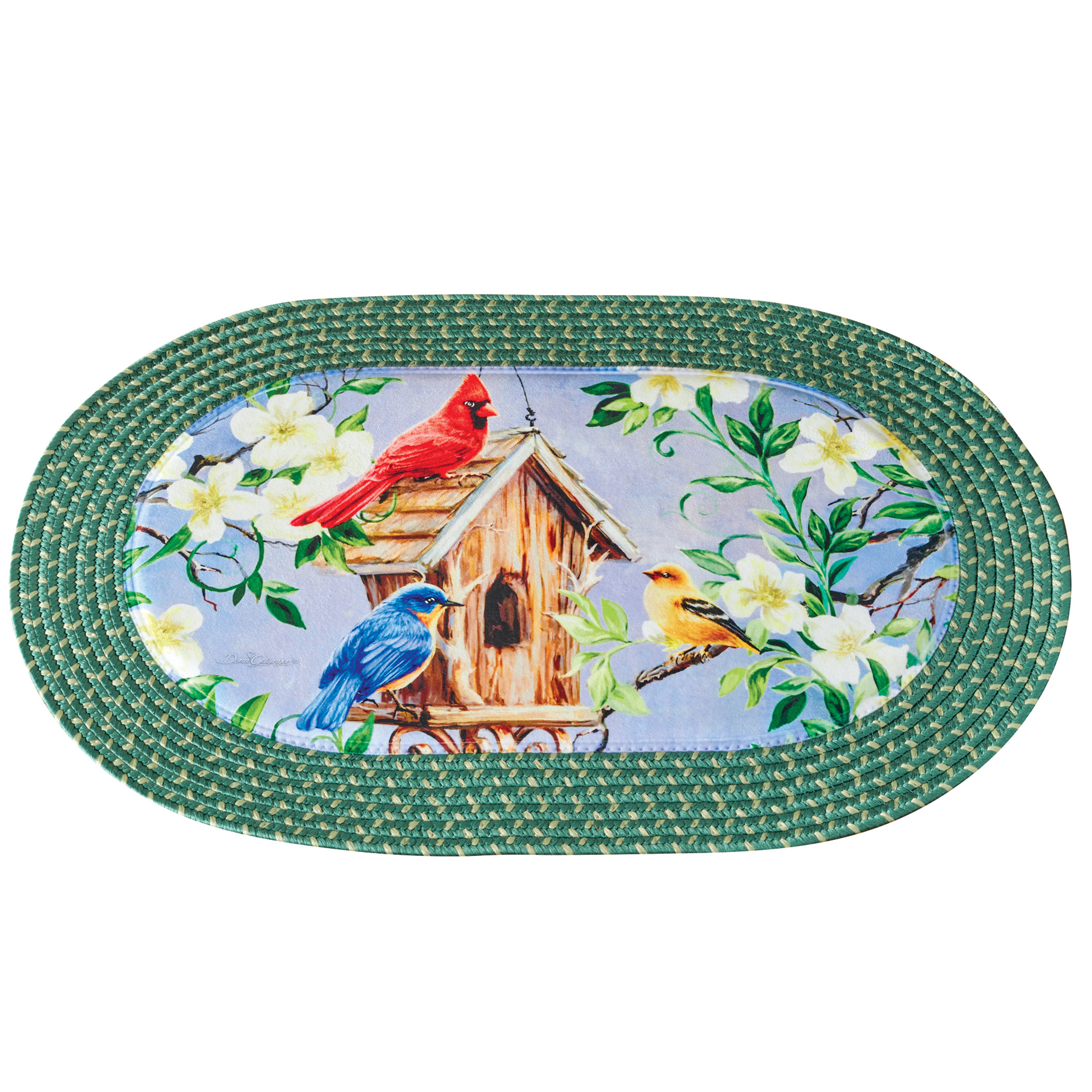 Ophelia & Co. Printed Floral Songbird Birdhouse Braided Accent Rug ...