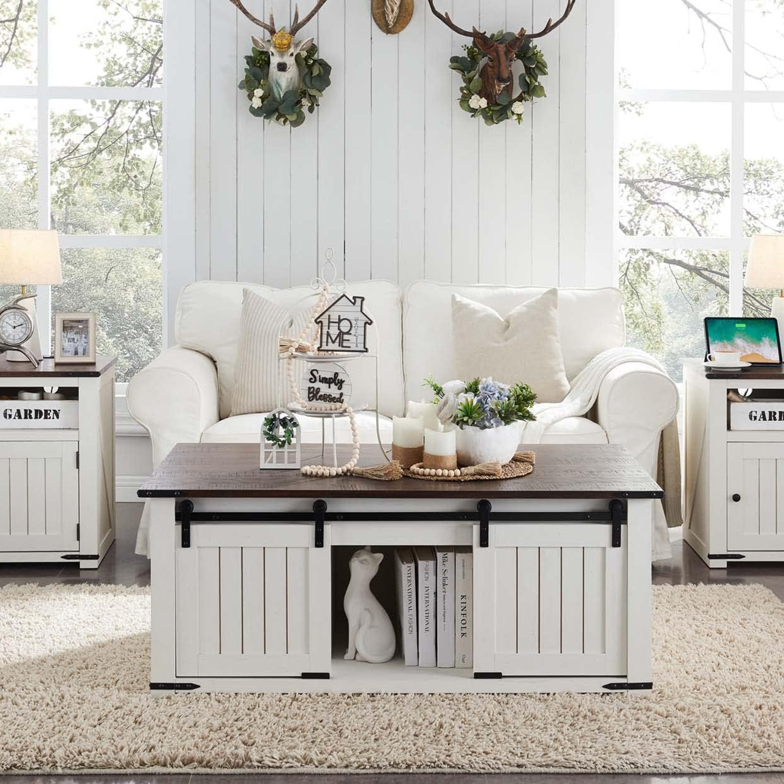 Gracie Oaks 48" Lift Top Coffee Table with Sliding Groove Barn Door ...