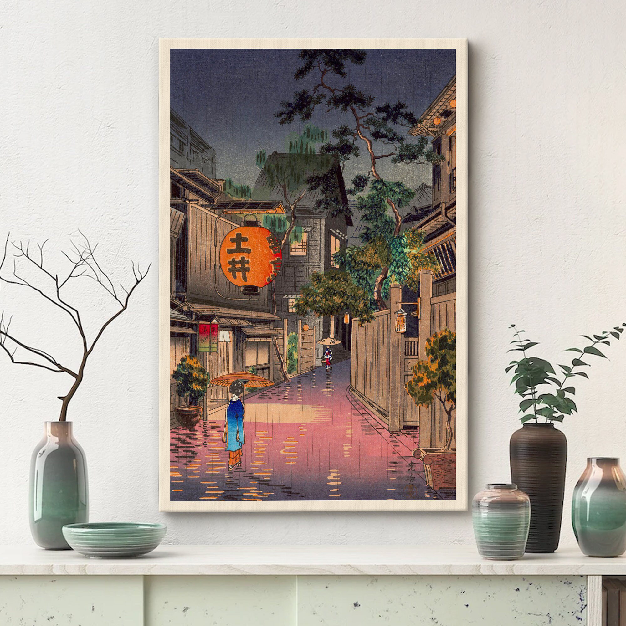IDEA4WALL Evening At Ushigome by Tsuchiya Koitsu Ukiyo-e, Japanese Asian Style Vintage Pictures ...