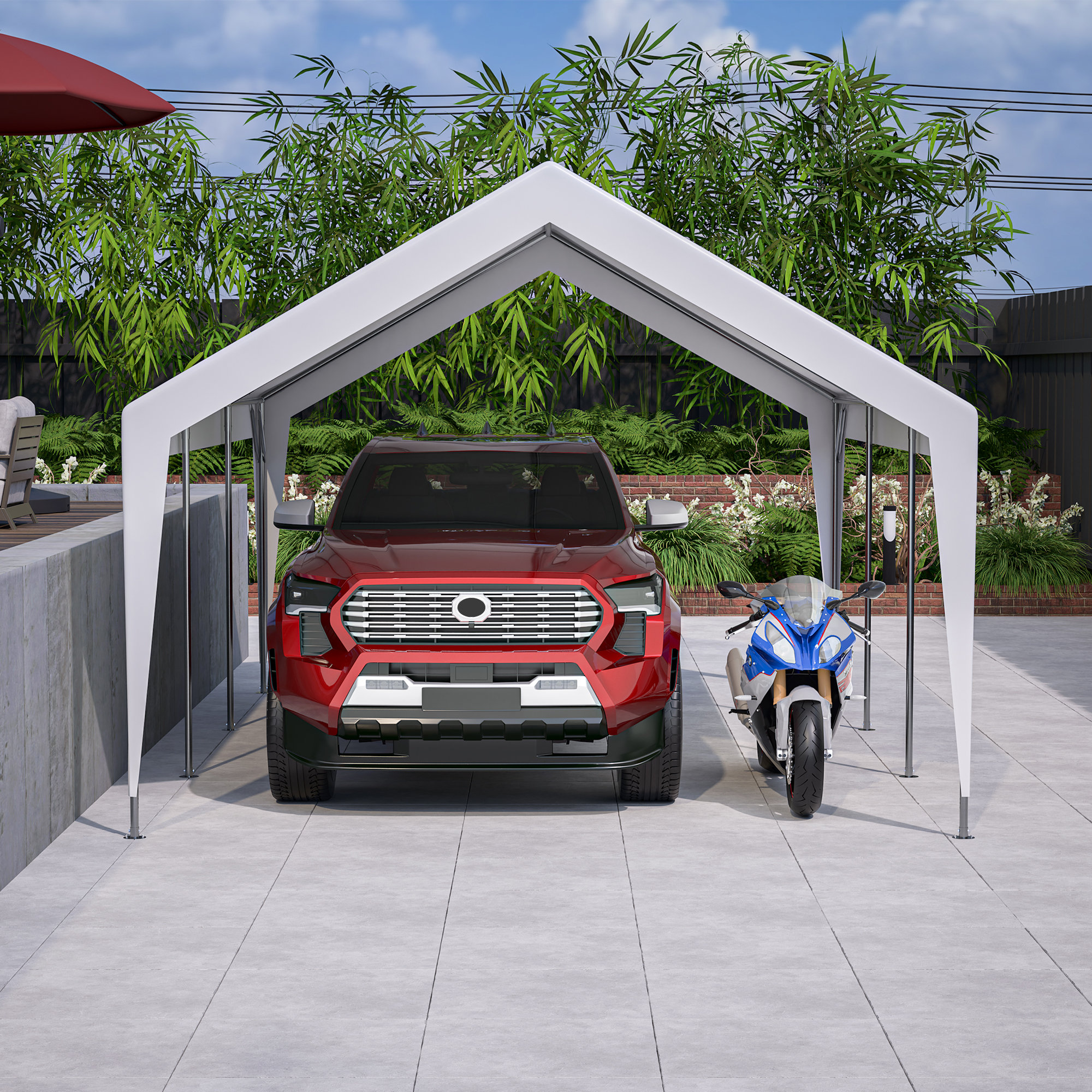 CLEANHOME Heavy-duty steel carport storage shade canopy | Wayfair