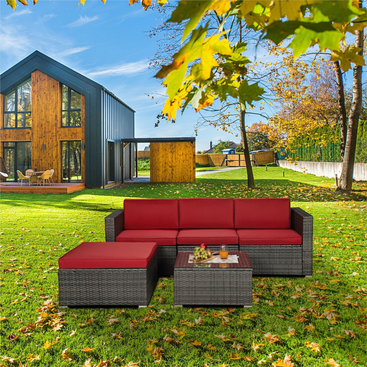 Latitude Run® 5 Piece Complete Patio Set with Cushions - Wayfair Canada