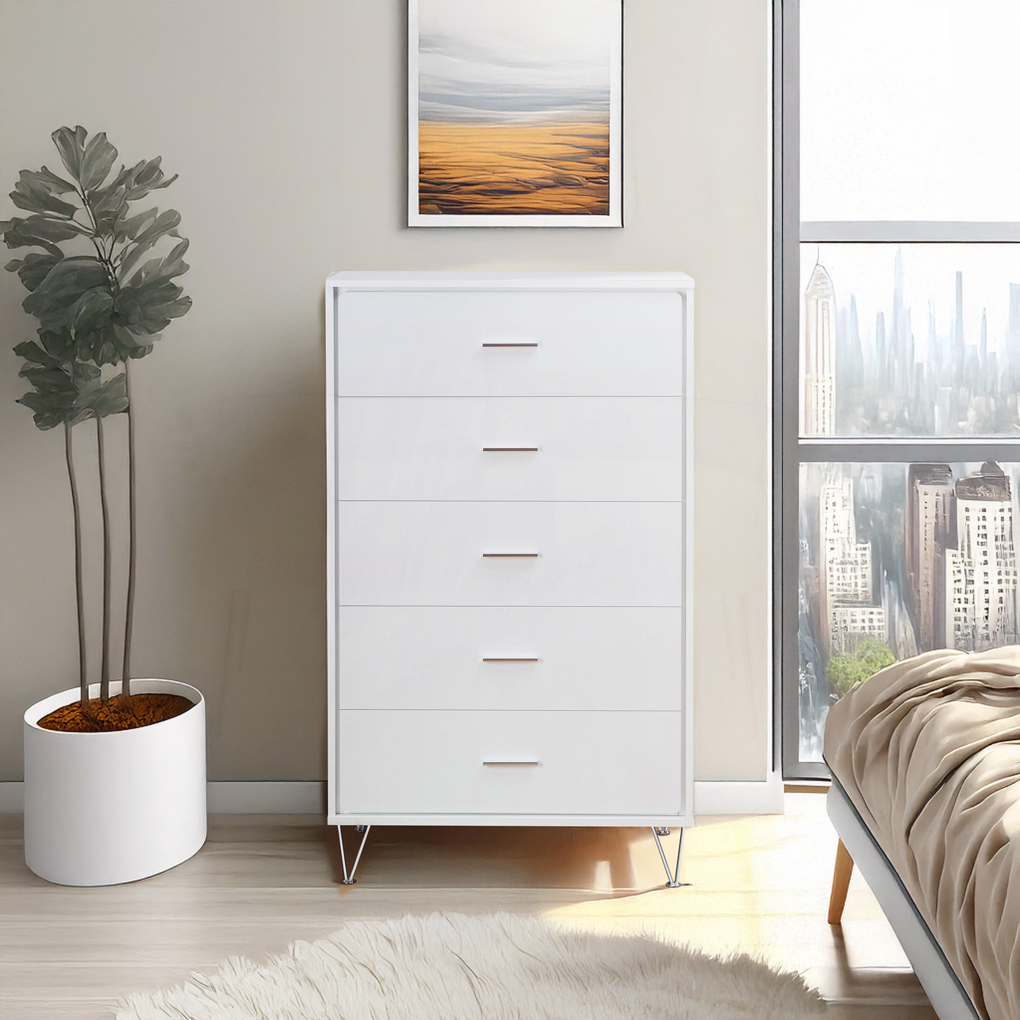 Decopom Deoss White Finish Chest | Wayfair
