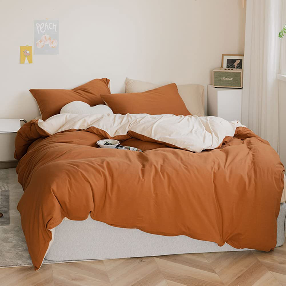 Nayoroom Caramel Pumpkin Rust Solid Color Reversible Microfiber Duvet ...
