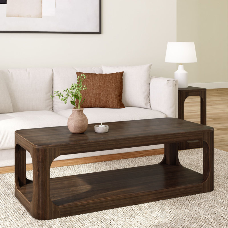 Wrought Studio Modern Rounded Rectangular Coffee Table With Shelf ...