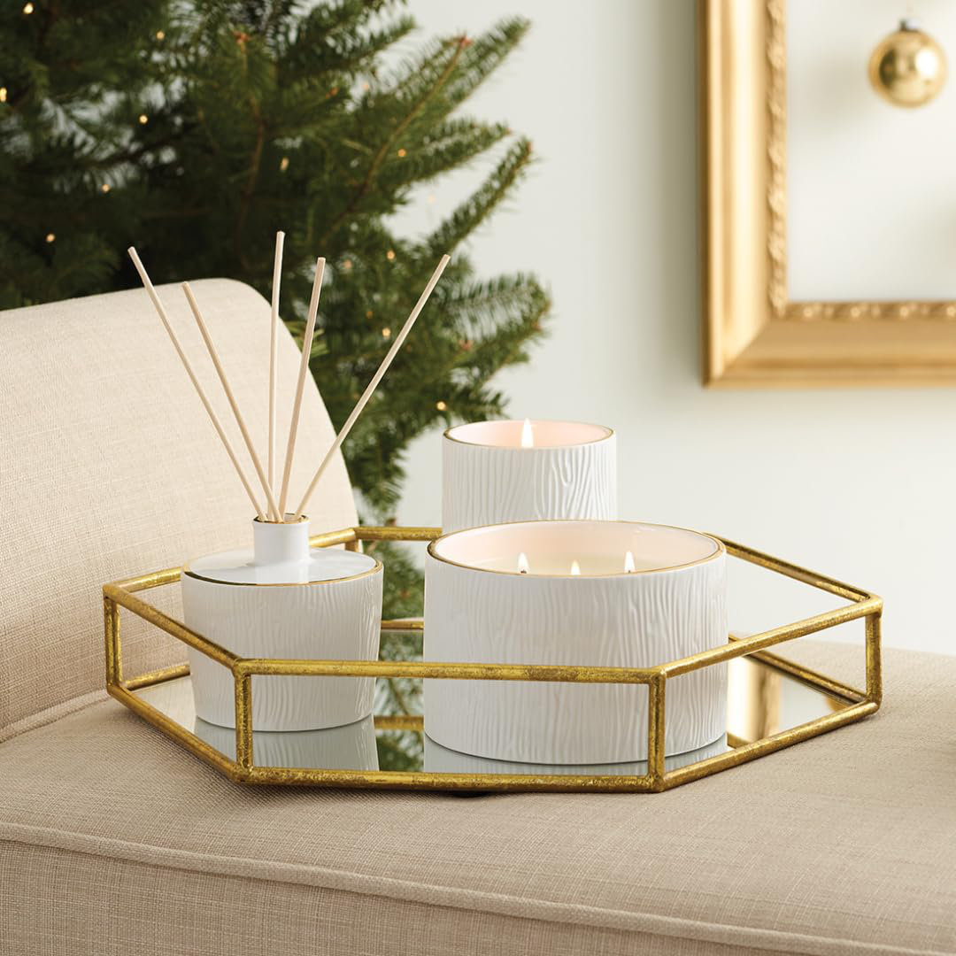 LIFETIME FLOORING LLC Frasier Fir Candle - Gilded Wood Grain Ceramic ...