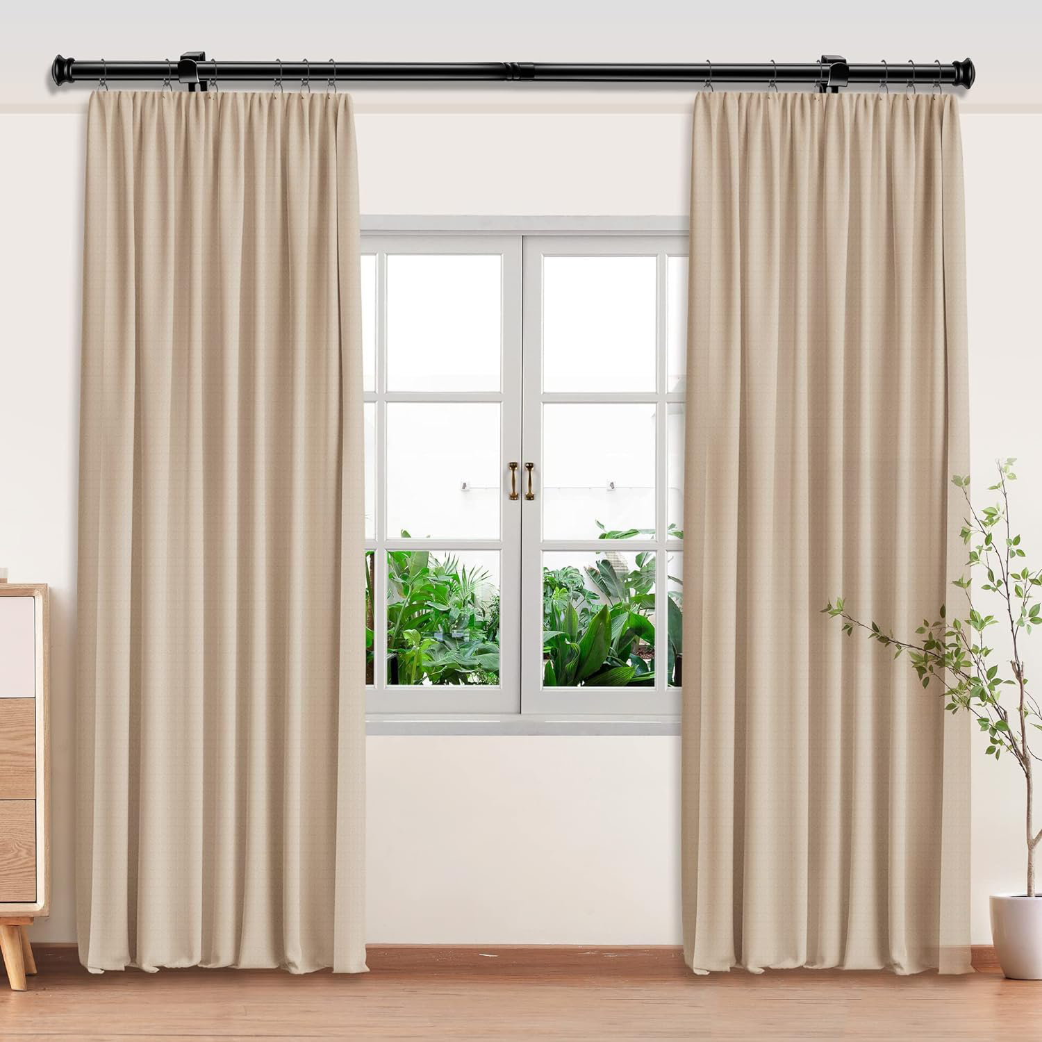 ALSKARHEM 45'' D-Shaped Drill / Screw Shower Curtain Rod & Hook Set ...