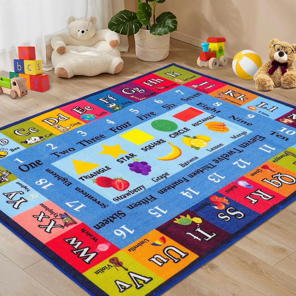 Cozy Oasis Kids Play Rug ABC Rugs For Kids Room Rectangle Educational ...