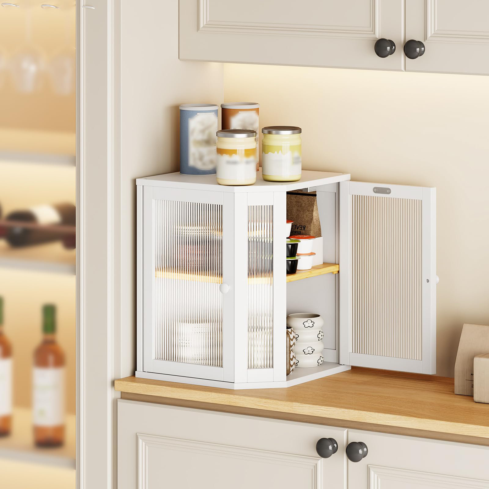 Latitude Run® Bamboo Bread Box, Kitchen Countertop Corner Bread Box ...