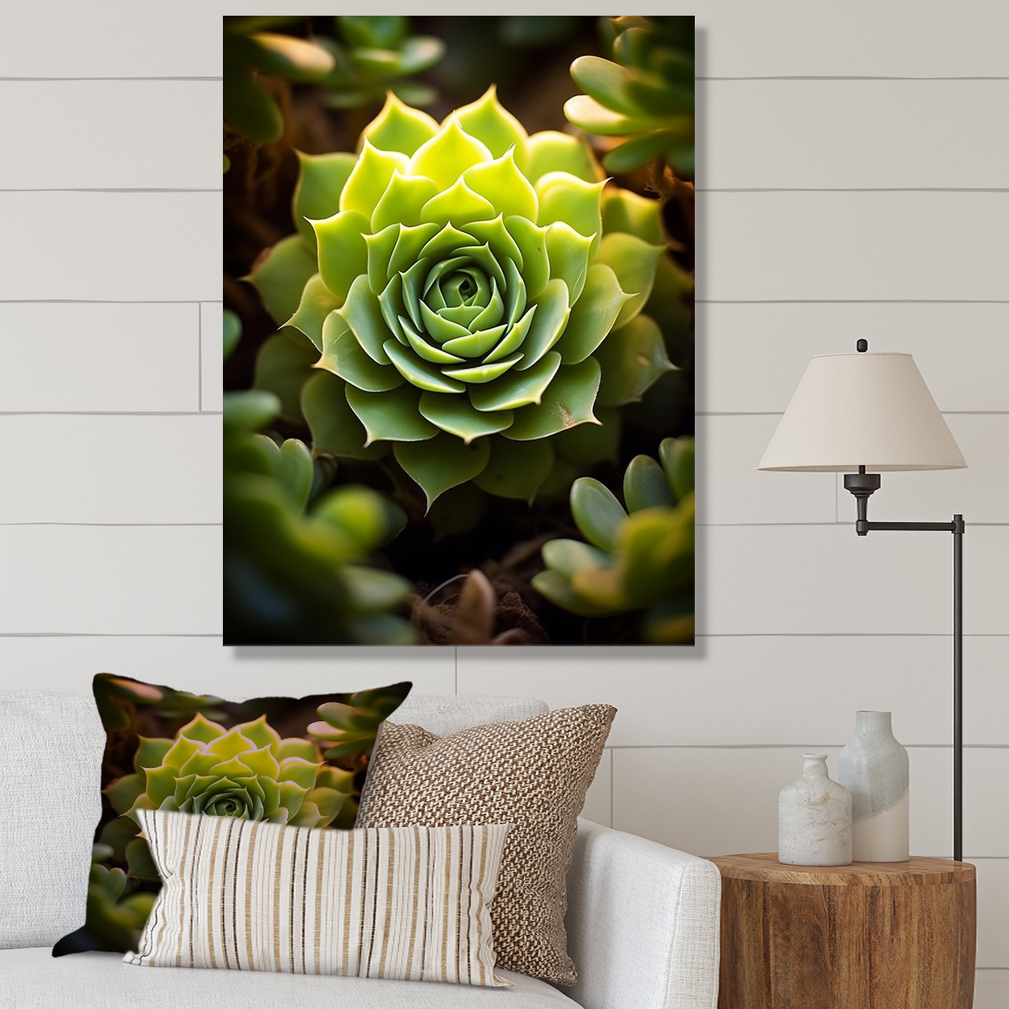 Design Art Green Succulent Bloom - Succulent Canvas Art Print - Wayfair ...