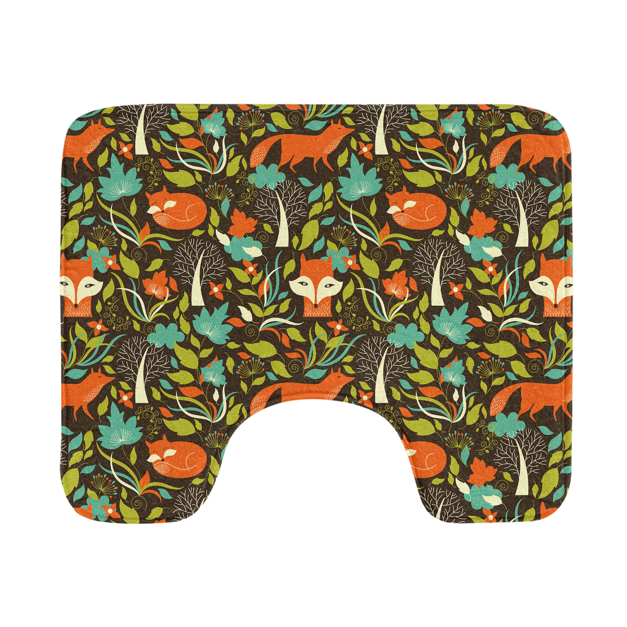 East Urban Home Fox Toilet Mat U-Shape Bathroom Rug 20" Multicolor ...