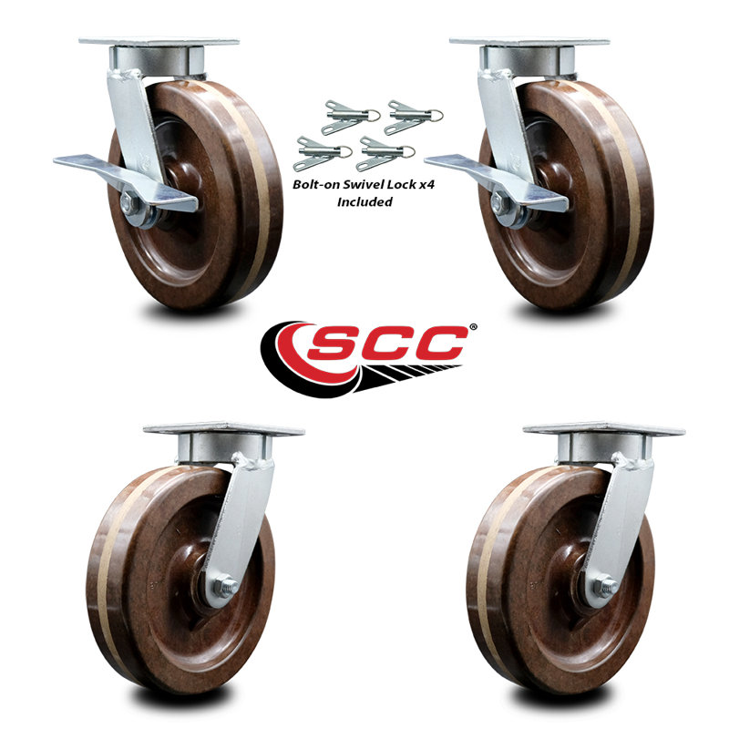 Service Caster 4 Piece Kingpinless High Temp Phenolic Caster Set | Wayfair