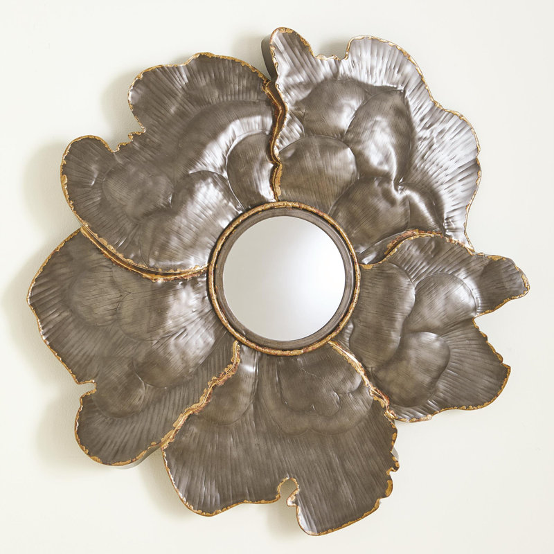 Signature III Flower Wall Mirror-Light Gunmetal-Sm | Perigold