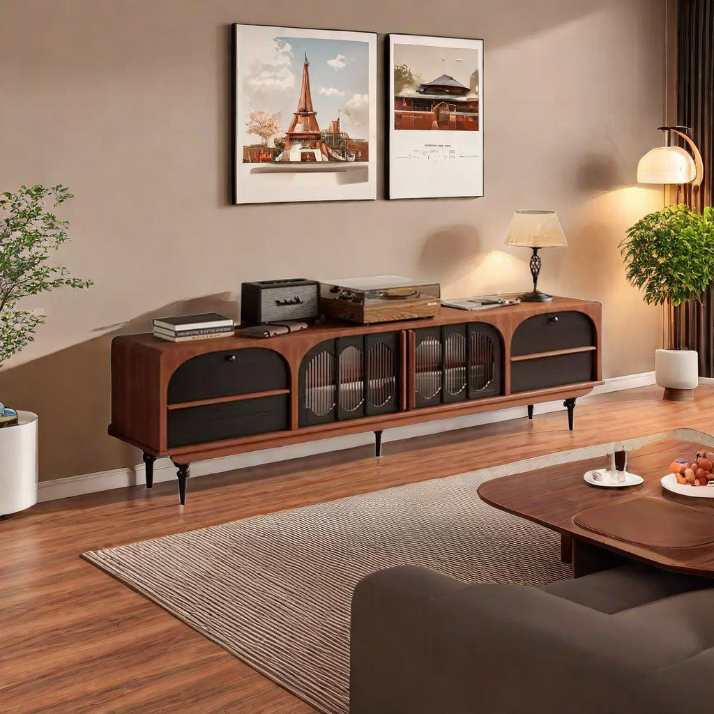 Aurora Craft Retro Style Solid Wood TV Cabinet 78.74'' W Storage ...
