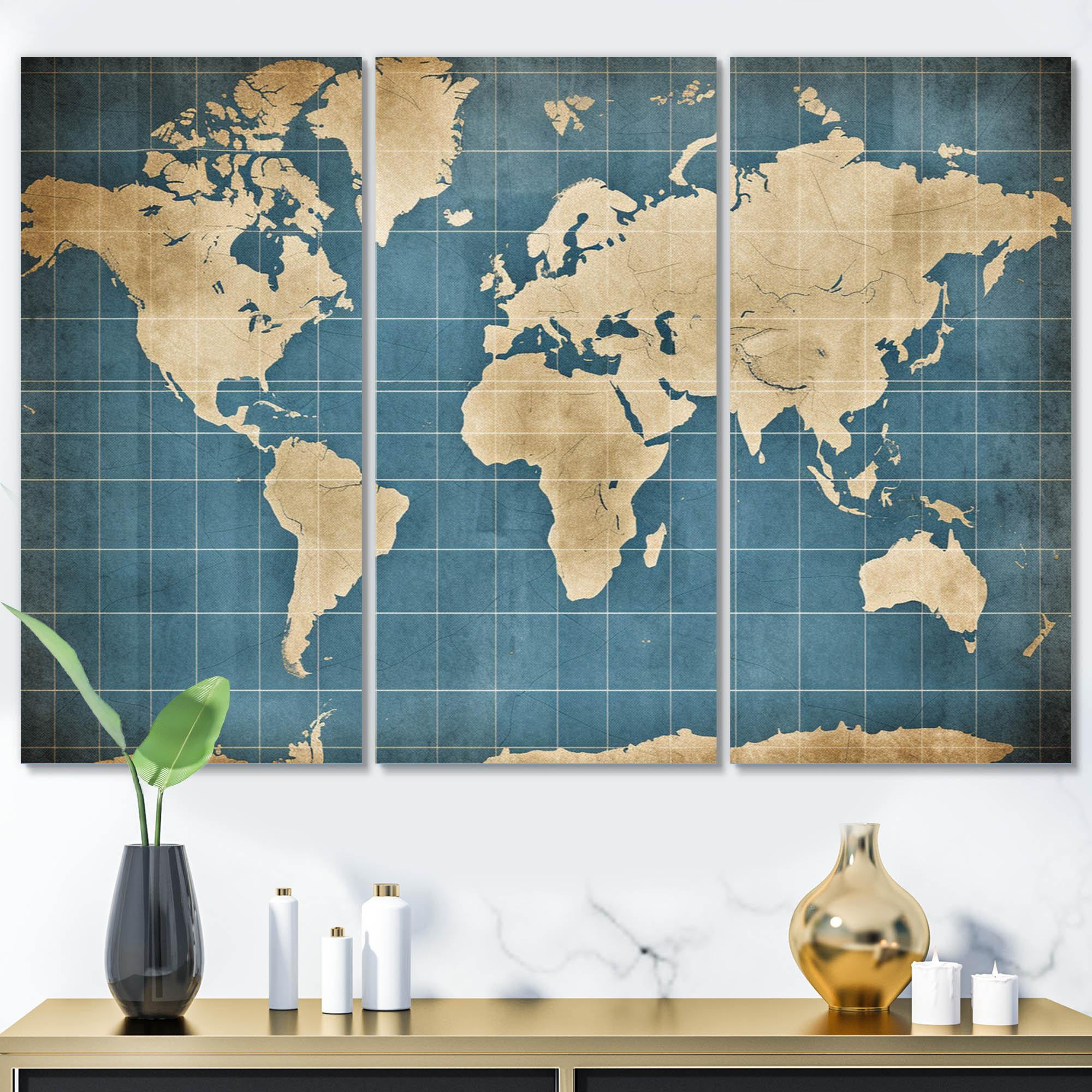 17 Stories Ancient Map Of The World V - Maps Canvas Wall Art Set ...