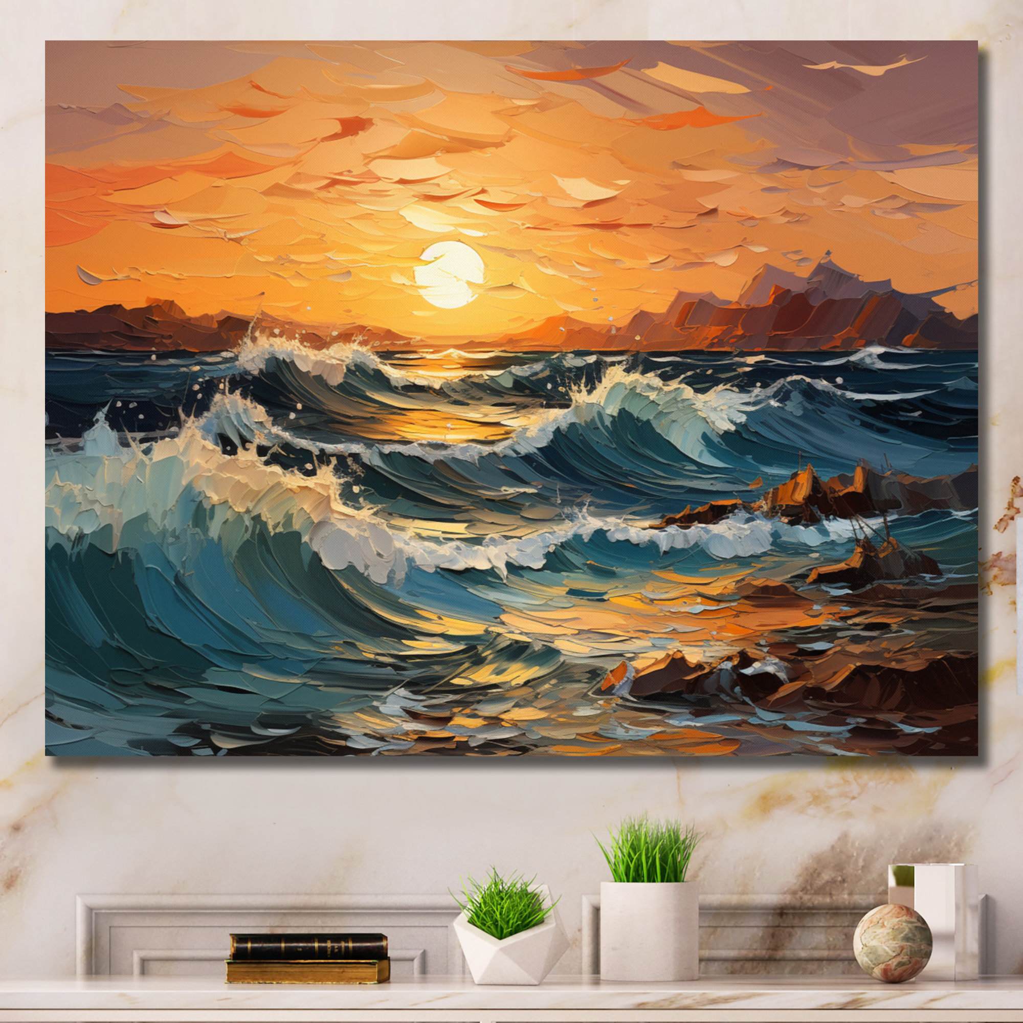 Dovecove Orange Teal Lyrical Abstraction Lyrical Sunset - Lyrical ...