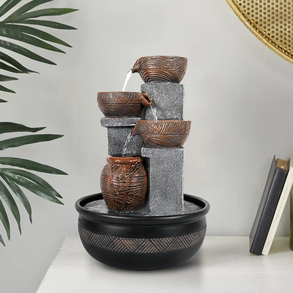 Millwood Pines 15.7" High Portable Tabletop Waterfall Fountain with LED ...