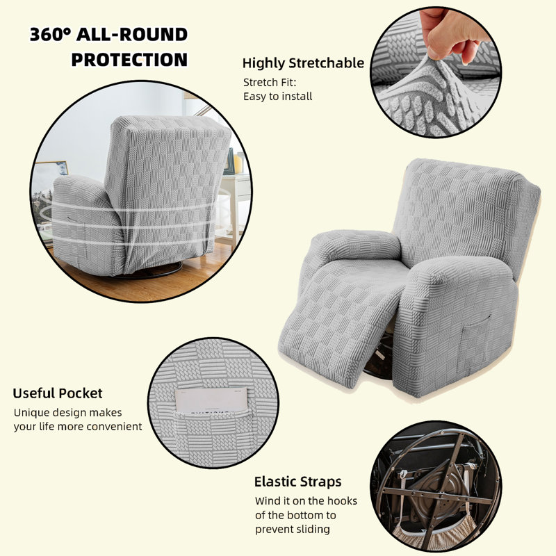 Latitude Run® 4-Piece Recliner Chair Covers, Elastic Recliner Slipcover ...