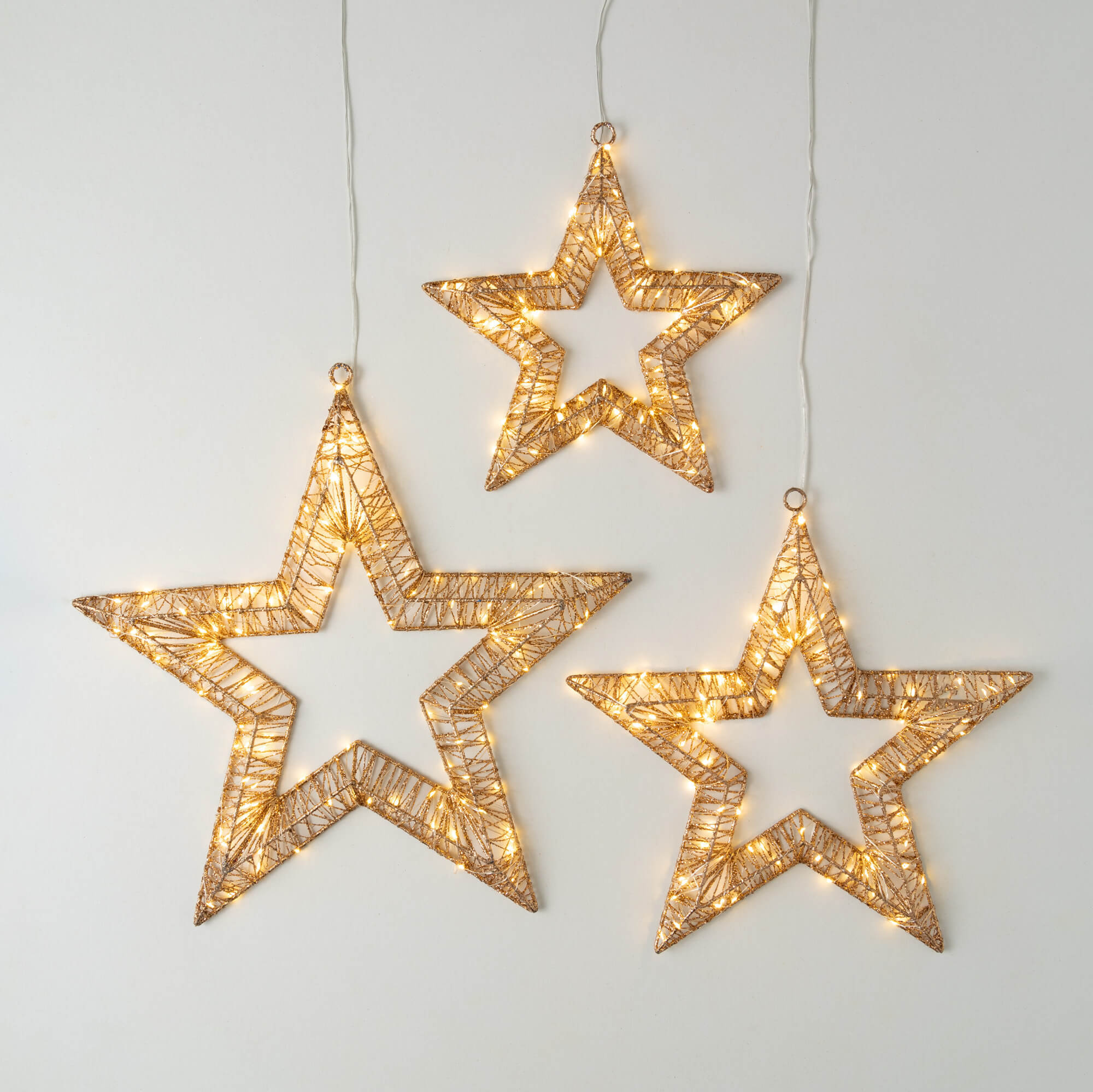 The Holiday Aisle® 13.75", 17.75" & 21.5" Christmas Silver Lighted Star ...