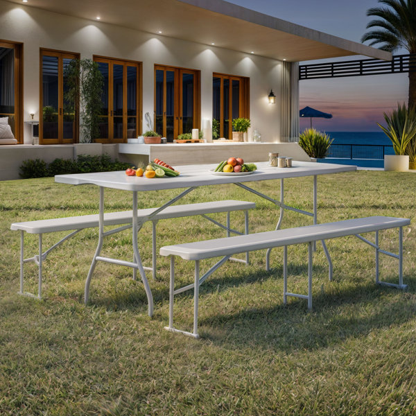 Ebern Designs 6FT Folding Bench Lightweight Portable Outdoor Bench ...