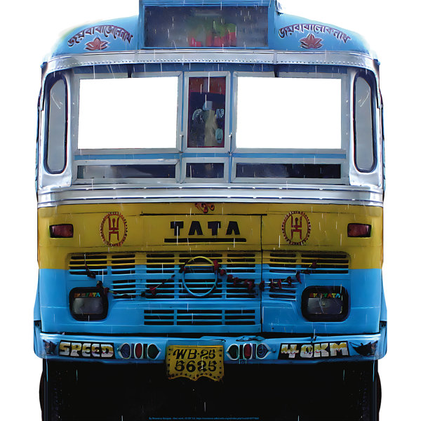 Wet Paint Printing Colorful Indian Bus Front Stand in Bengal Salt Lake ...