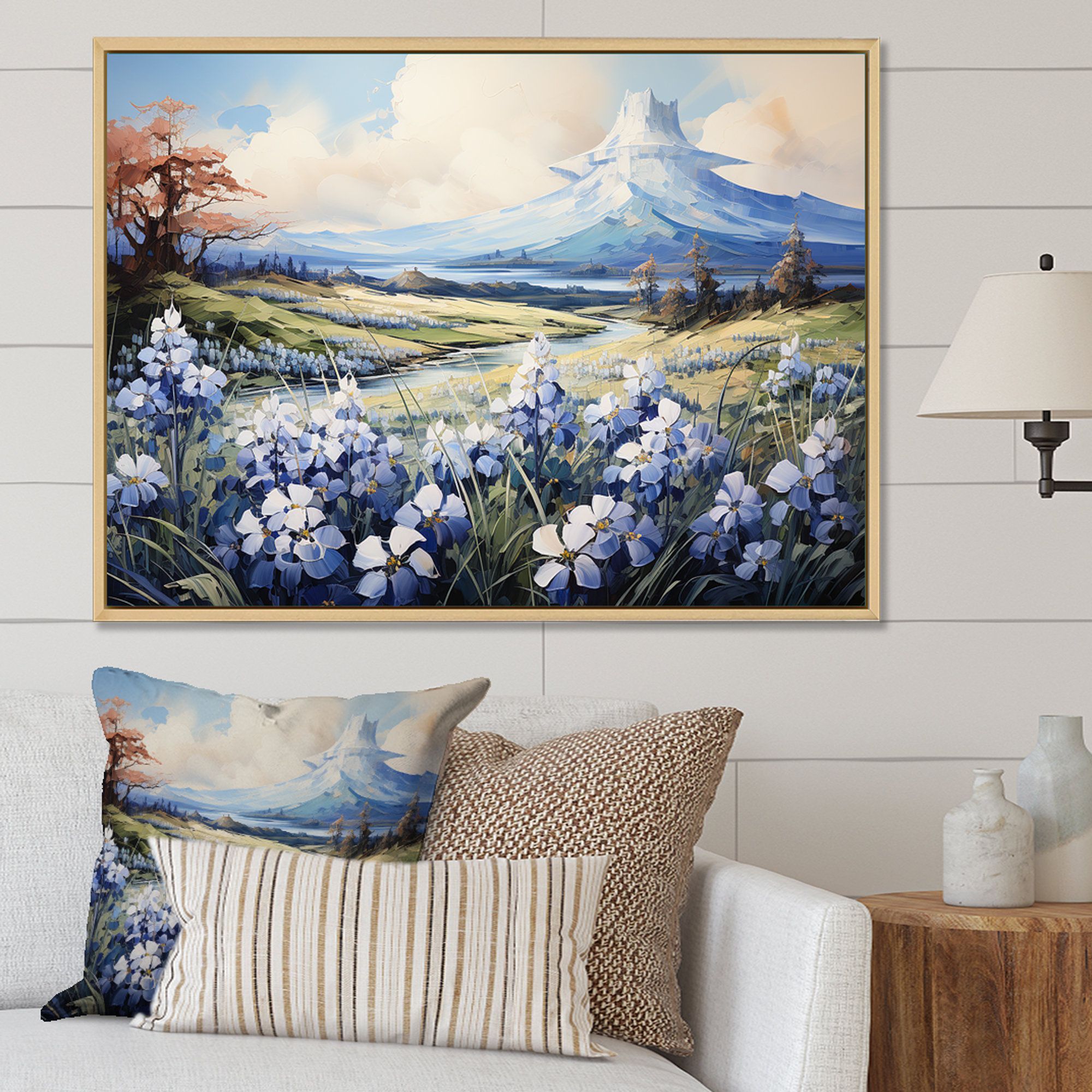 Design Art Blue Bonnets Charm In Mountain Scenery - Blue Bonnets Wall ...