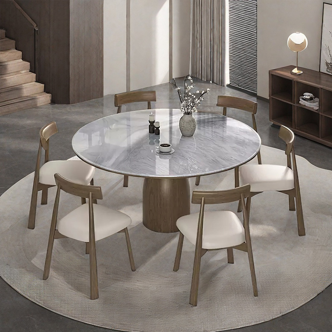 ALLNICEDT Simple Microlite Stone Wood Dining Table Sets. | Wayfair