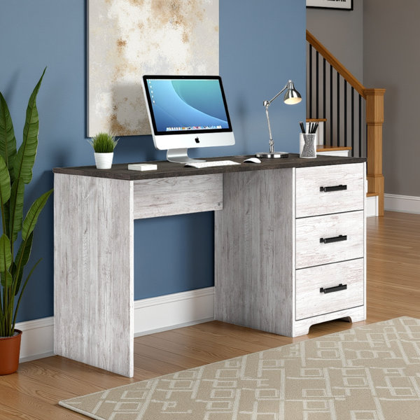 Benjara Shawn Home Office Desk, 54 Inch Rectangular Top W Side Drawers ...