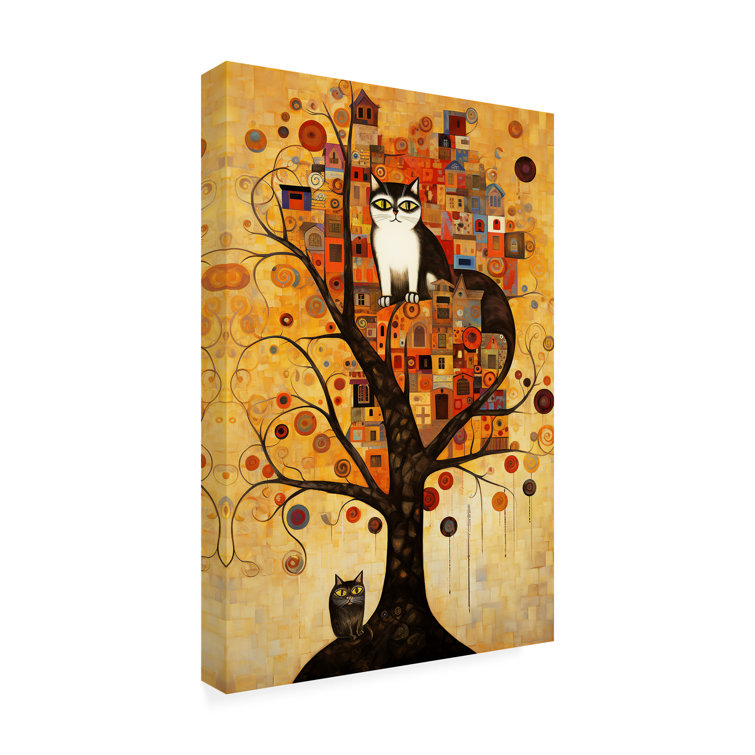 Winston Porter Art Deco Cat 8 On Canvas by Ray Heere Print | Wayfair