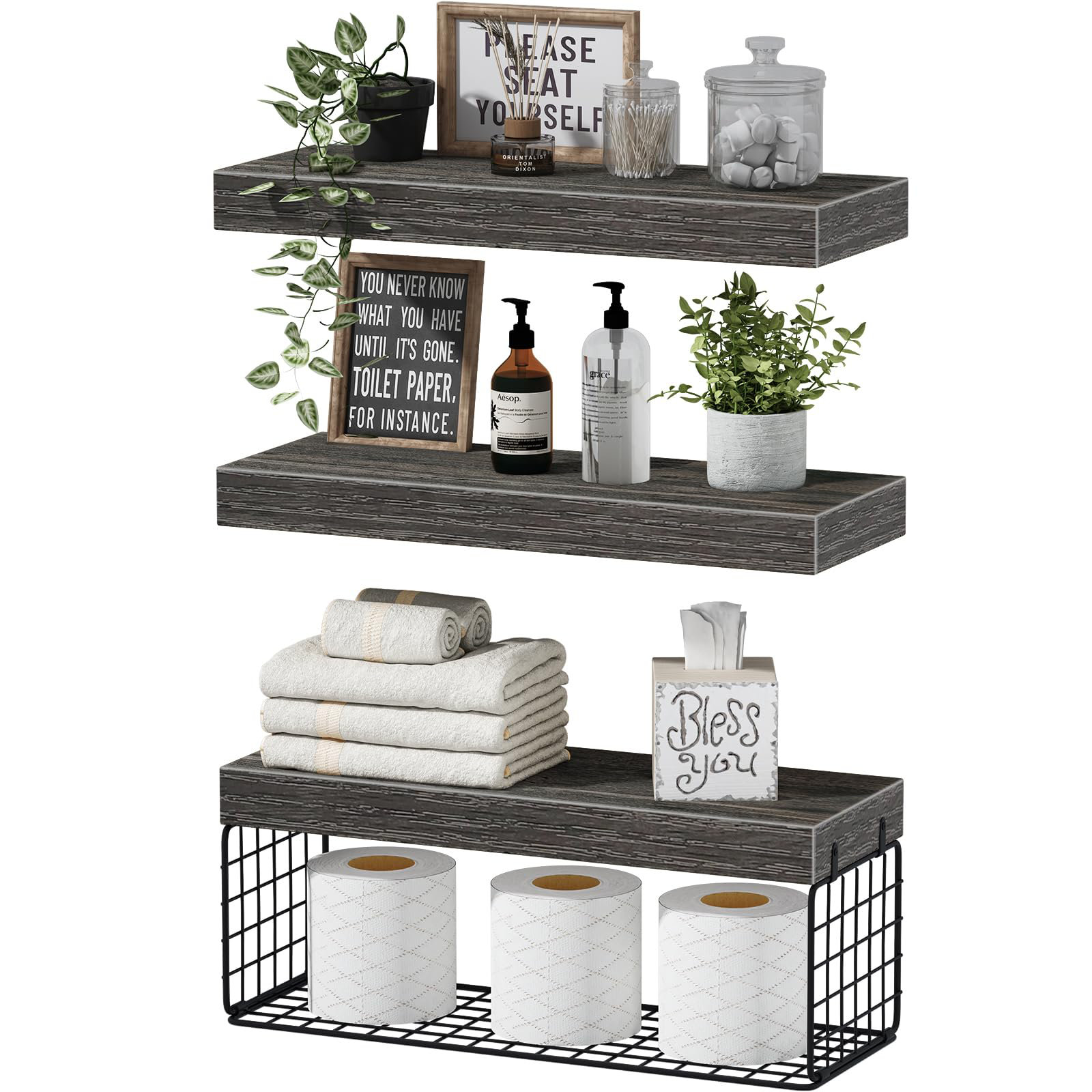17 Stories Nickoy 3 Piece Floating Shelf | Wayfair