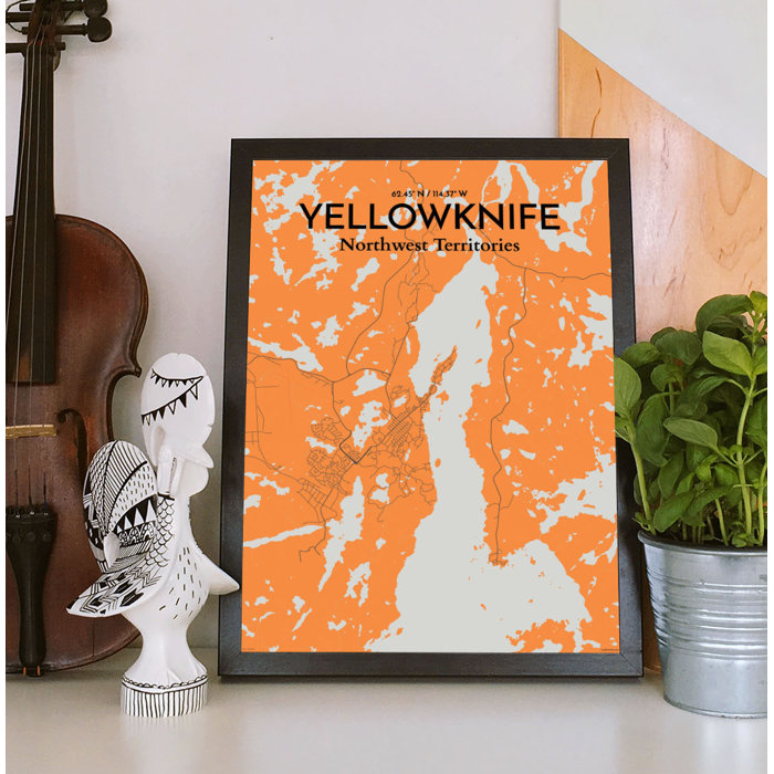 Wrought Studio Yellowknife City Map On Paper Print | Wayfair